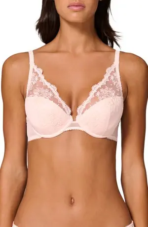 Simone Perele Intrigue Floral Embroidered Triangle Bra - Sakura Pink
