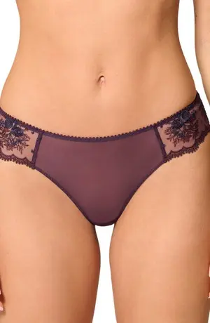 Simone Perele Intrigue Floral Embroidered Tanga - Fig