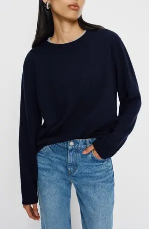 REFORMATION Oversized Cashmere & Wool Sweater - Navy