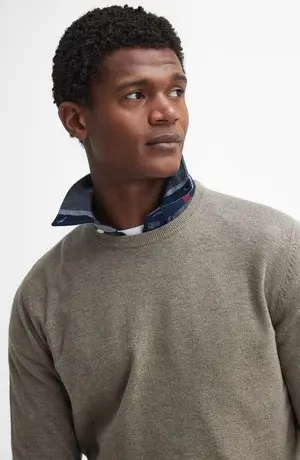 Barbour Marlow Elbow Patch Merino Wool & Cashmere Sweater - Stone