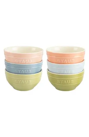 STAUB 6-piece Ceramic Bowls - Green/blue/pink