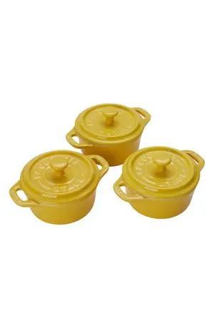 STAUB 3-piece Mini Round Cocotte Set - Citron