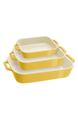 STAUB 3-piece Ceramic Rectangular Baking Dishes - Citron