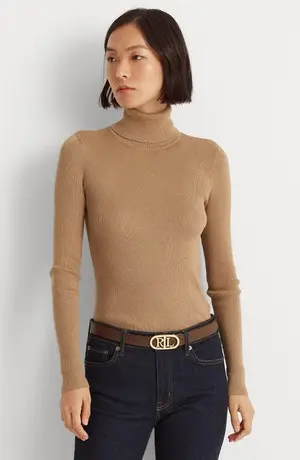 Ralph Lauren Ribbed Turtleneck Sweater - Classic Camel