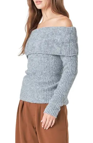 Endless Rose Off-the-shoulder Ribbed Sweater
