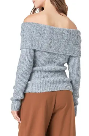 Endless Rose Off-the-shoulder Ribbed Sweater