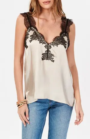 Cami Nyc Lauren Lace-trimmed Silk Camisole - Oat