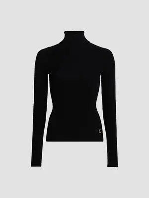 Proenza Schouler Fox Ribbed Turtleneck Top - Black