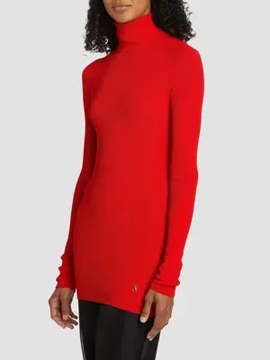 Proenza Schouler Fox Ribbed Turtleneck Top - Red