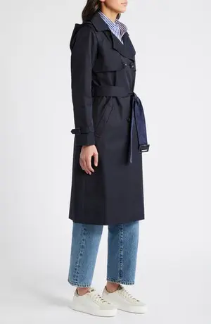 Sam Edelman Double-breasted Belted Trench Coat - Navy