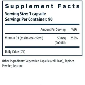 VITAL NUTRIENTS Vitamin D3 2000iu Veg 90 Capsules