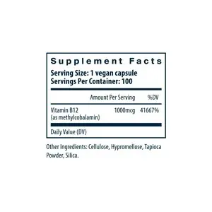 VITAL NUTRIENTS Vitamin B12 1000mcg 100 Capsules