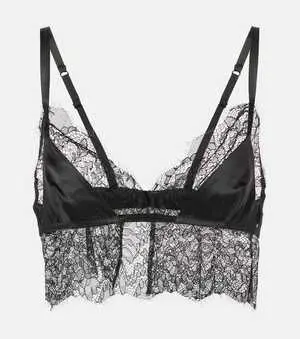 Dolce & Gabbana Lace-trimmed Satin Bralette - Black