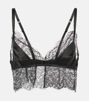 Dolce & Gabbana Lace-trimmed Satin Bralette - Black