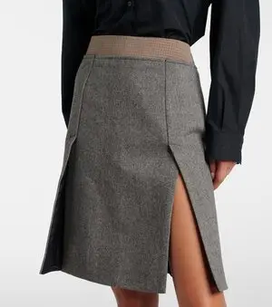 Sportmax Riga Tweed Midi Skirt - Grey
