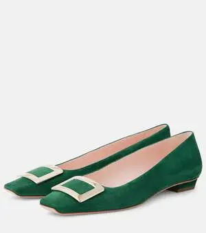 ROGER VIVIER Belle Vivier 25 Suede Pumps - Green