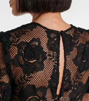 SELF-PORTRAIT Lace And Velvet Midi Dress