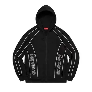 Supreme Track Paneled Zip Up Hooded Sweatshirt - Black