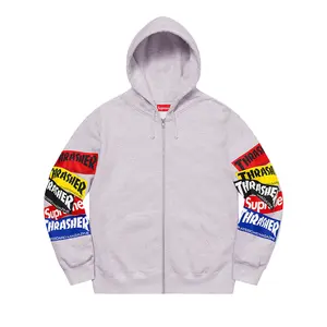 Supreme X Thrasher Multi Logo Zip Up Hoodie - Grey