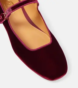 TOD'S Velvet Mary Jane Flats