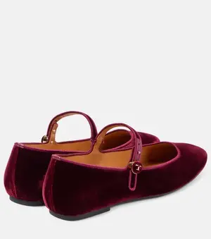 TOD'S Velvet Mary Jane Flats