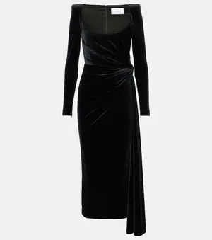 Alex Perry Draped Velvet Midi Dress