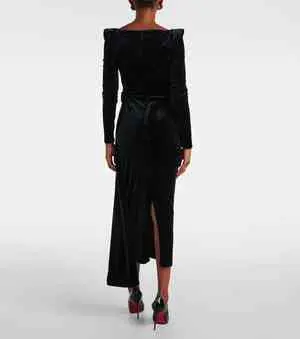 Alex Perry Draped Velvet Midi Dress