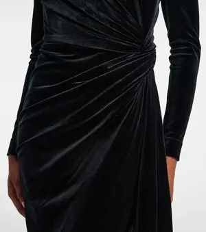 Alex Perry Draped Velvet Midi Dress