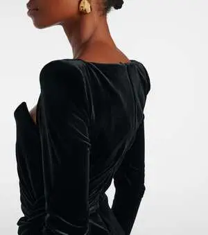 Alex Perry Draped Velvet Midi Dress