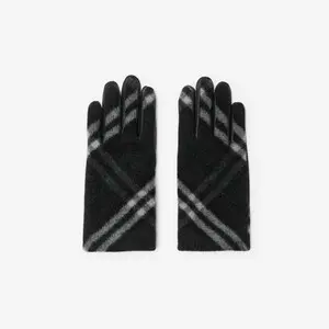 Burberry Burberry Check Wool Gloves Charcoal