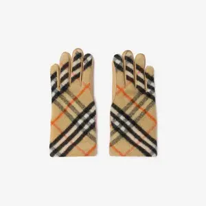 Burberry Burberry Check Wool Gloves Sand