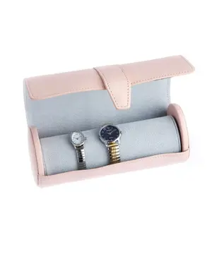 ROYCE NEW YORK Suede Lined Travel Watch Roll - Pink
