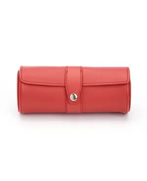 ROYCE NEW YORK Suede Lined Travel Watch Roll - Red