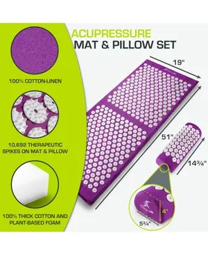 PROSOURCEFIT Full Body Acupressure Mat And Pillow Set - Purple
