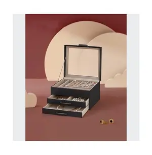SLICKBLUE Jewelry Box With Glass Lid - Black