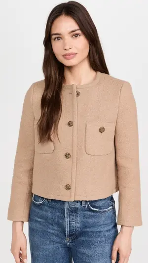 Ba&sh Meredith Tweed Jacket - Camel