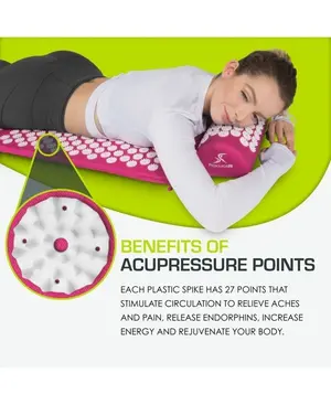 PROSOURCEFIT Acupressure Mat And Pillow Set - Pink
