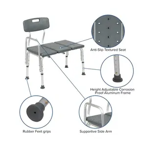 EMMA+OLIVER 300 Lb. Capacity Adjustable Bath & Shower Medical Transfer Bench Chair