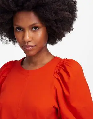 Orange Puff Sleeve Tops