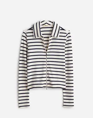 Madewell Ribbed Zip-front T-shirt - Winter White