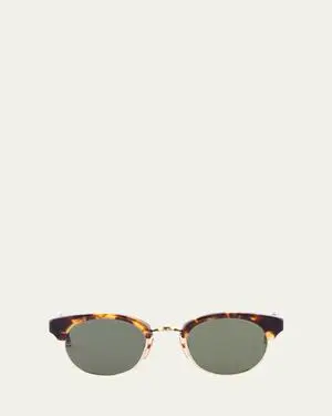 Thom Browne Thom Browne Acetate And Titanium Oval Sunglasses Med Brown