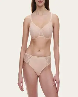 Chantelle Underwire Three-part Lace Bra - Nude Blush