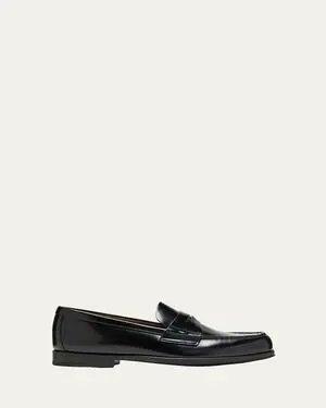 Prada Prada Brushed Leather Penny Loafers - Black