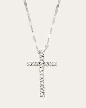 Lana Jewelry 14k Diamond Cross Pendant Necklace - White Gold