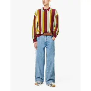 Martine Rose Vertical Stripe Spread-collar Regular-fit Stretch-woven Blend Jumper