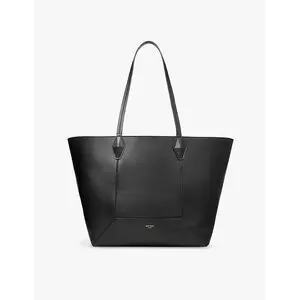 JIMMY CHOO Diamond Logo-embossed Medium Leather Tote Bag - Black