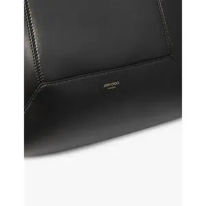 JIMMY CHOO Diamond Logo-embossed Medium Leather Tote Bag - Black
