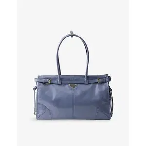 Prada Logo-plaque Leather Shoulder Bag - Blue