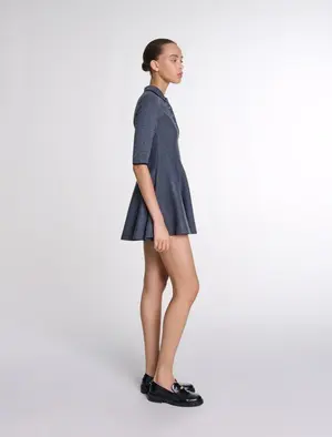 Maje Short Knit Dress With Polo Neck