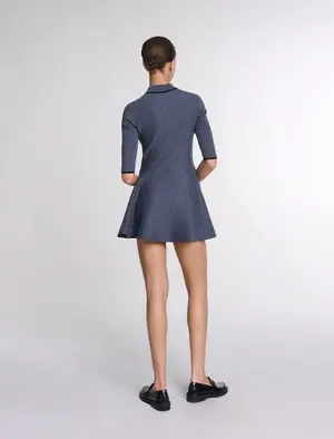 Maje Short Knit Dress With Polo Neck